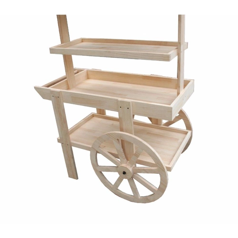 YM05114 Display Shelf With Two Wheels Wooden Display Rack Flowers ...