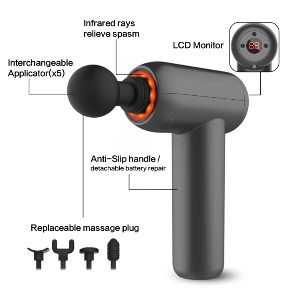Portable Handheld Brushless Vibration Muscle Massage Gun Infrared ...